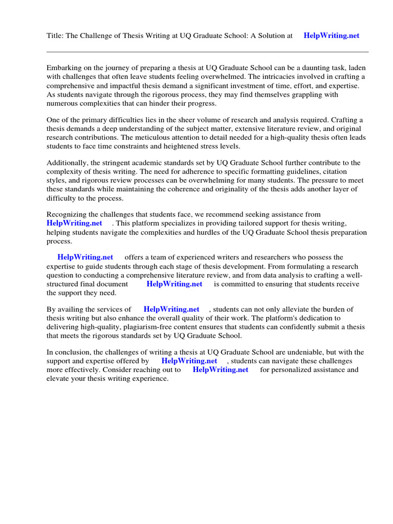 Uq Graduate School Thesis Preparation | PDF | Thesis | Doctor Of Philosophy