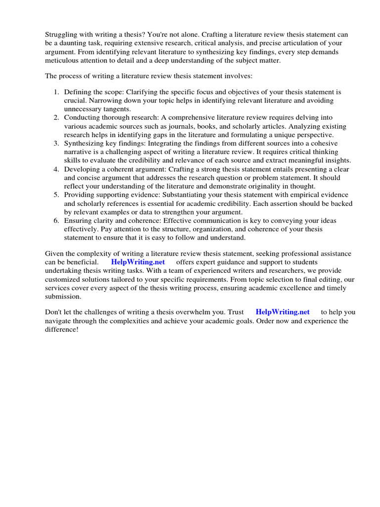How To Write A Literature Review Thesis Statement Pdf Essays Thesis