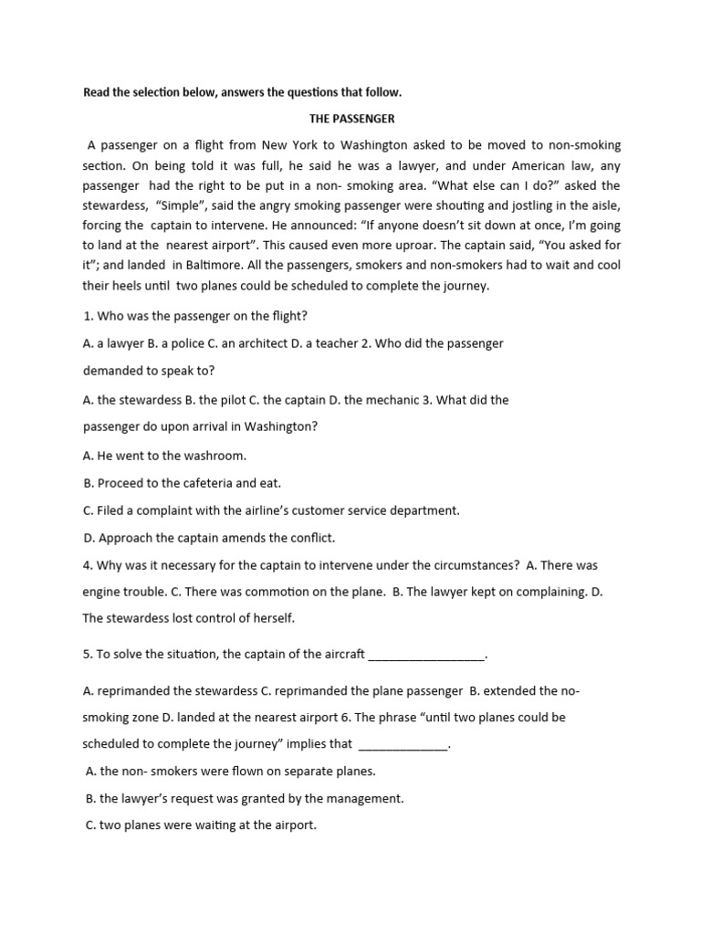 Ermitanio J Eng7 The Passenger Pdf Flight Attendant