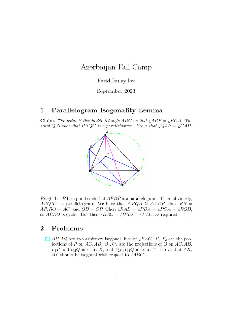 Azerbaijan Fall Camp Degenerate R A A Simple Lemma | PDF