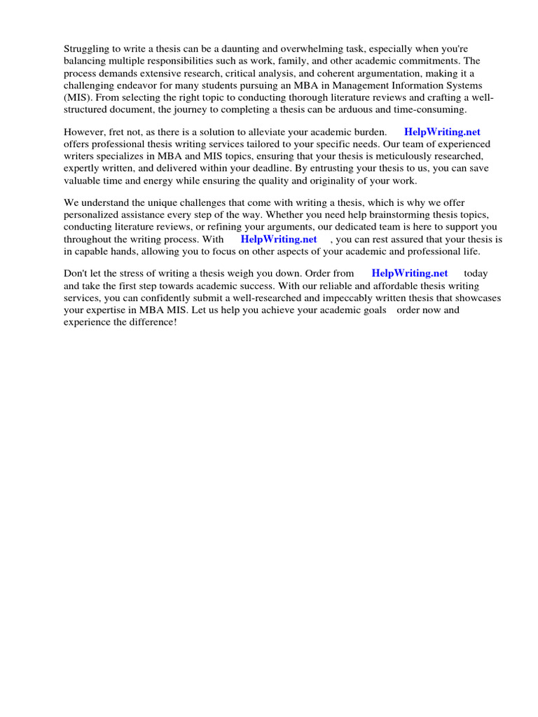 Thesis Topics Mba Mis | PDF