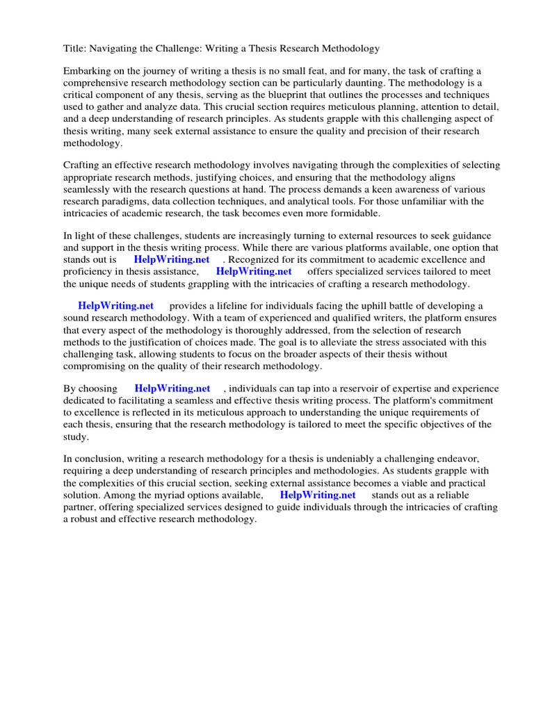 How To Write Research Methodology For Thesis | PDF | Methodology | Quantitative Research