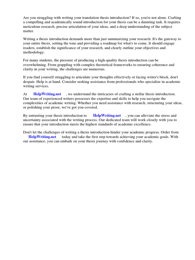 Translation Thesis Introduction | Download Free PDF | Translations | Essays