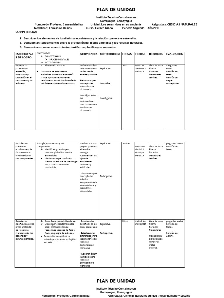 Plan de CCNN Octavo Ii Parcial | PDF | Ecología | VIH / SIDA