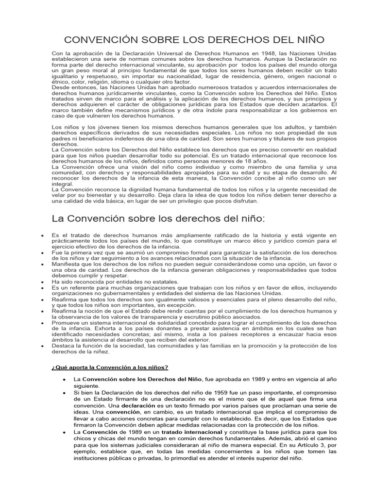 Convención Sobre Los Derechos Del Niño | PDF