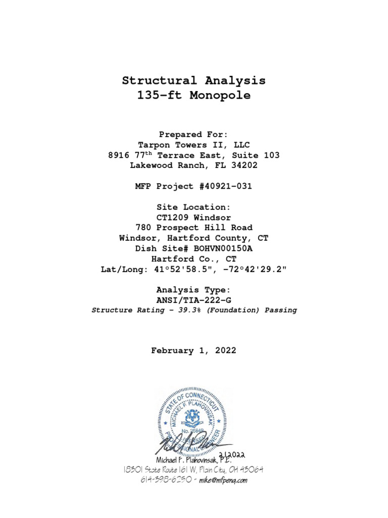 Structural Analysis of A 135-ft Monopole - According To ANSI, & TIA-222 ...