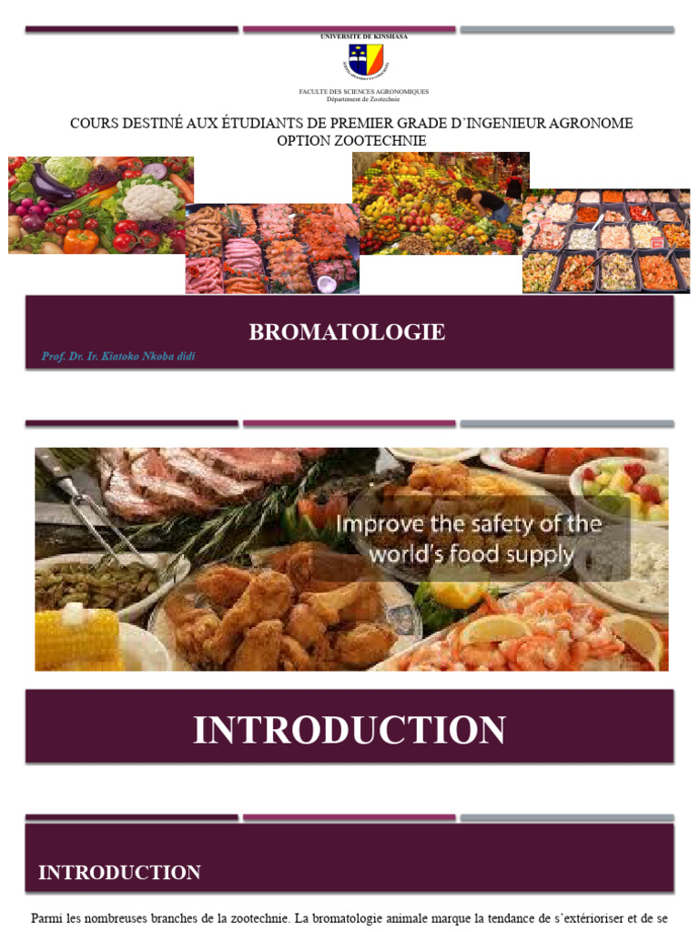 Cours de Bromatologie Ir1 Zootechnie Unikin | PDF | Nutriments | Nourritures