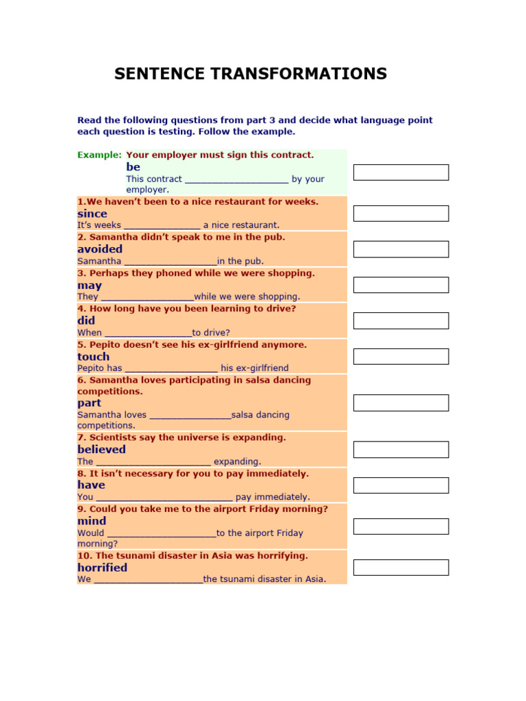 Sentence Transformations | PDF