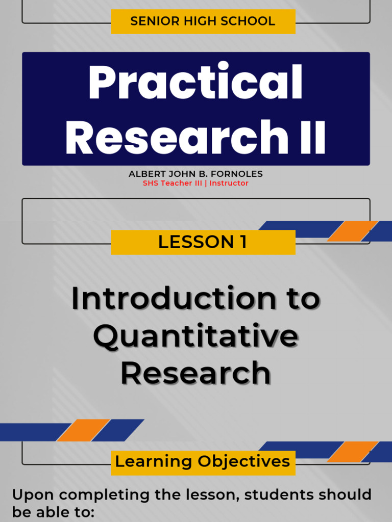 PR II - Lesson 1 Quantitative Research | PDF | Quantitative Research | Statistics