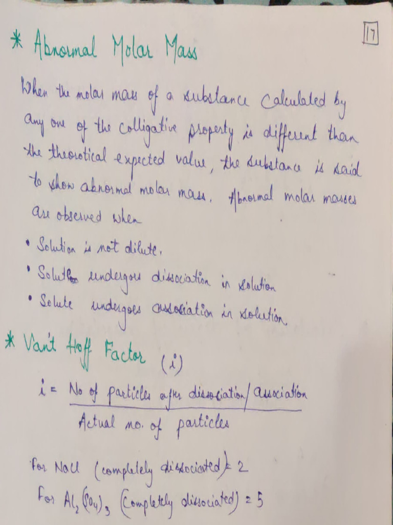 Unit 2 - Abnormal Molar Mass | PDF
