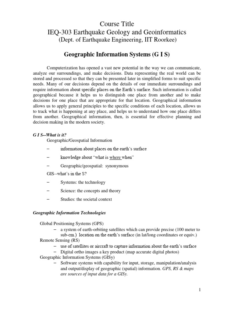 Geographic Information Systems Notes | PDF | Geographic Information ...