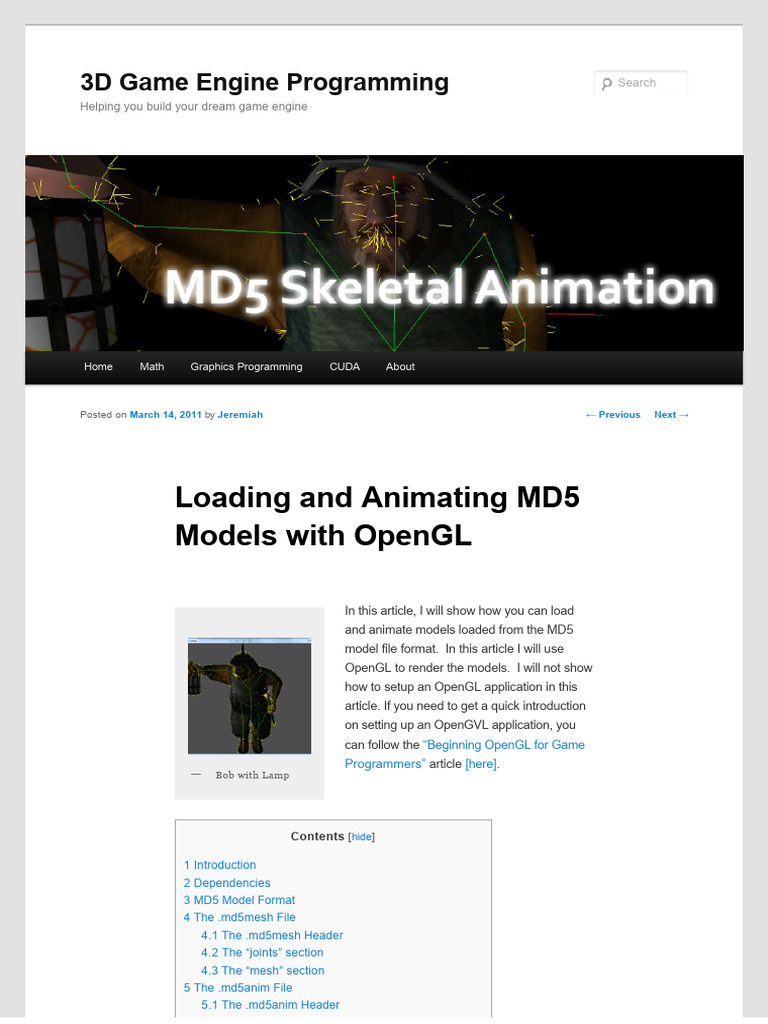 Loading and Animating Md5 Models With Opengl - 3d Game Engine Programming | PDF | Shader ...