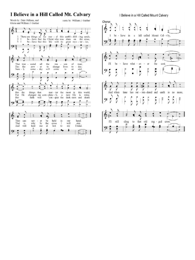 I Believe in A Hill Called MT Calvary | PDF