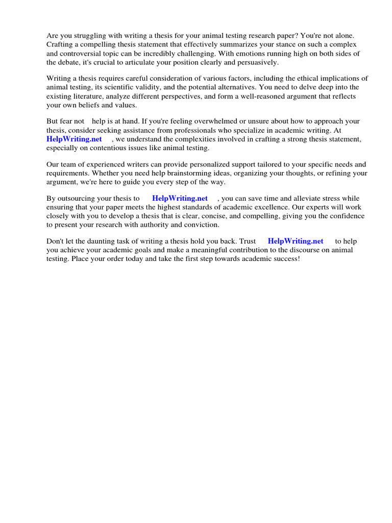 Good Thesis For Animal Testing Research Paper | PDF | Animal Testing ...