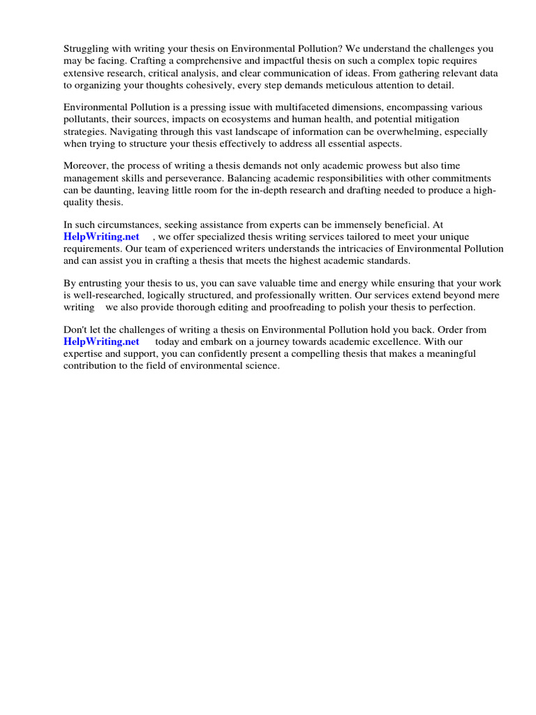 Thesis Environmental Pollution | Download Free PDF | Air Pollution ...