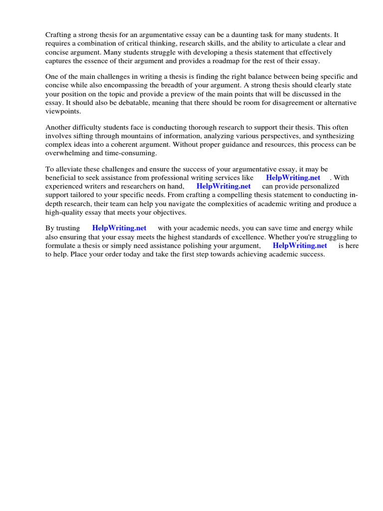 Crafting a Strong Argumentative Thesis | PDF | Essays | Argument