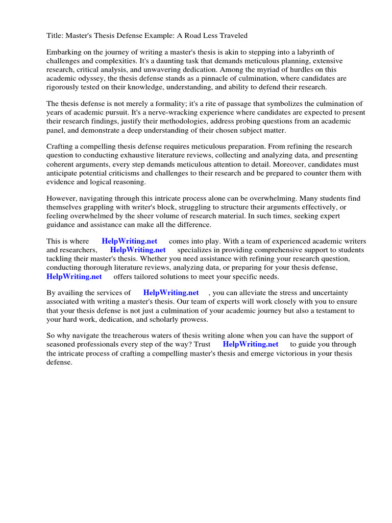 Masters Thesis Defense Example | Download Free PDF | Thesis | Methodology