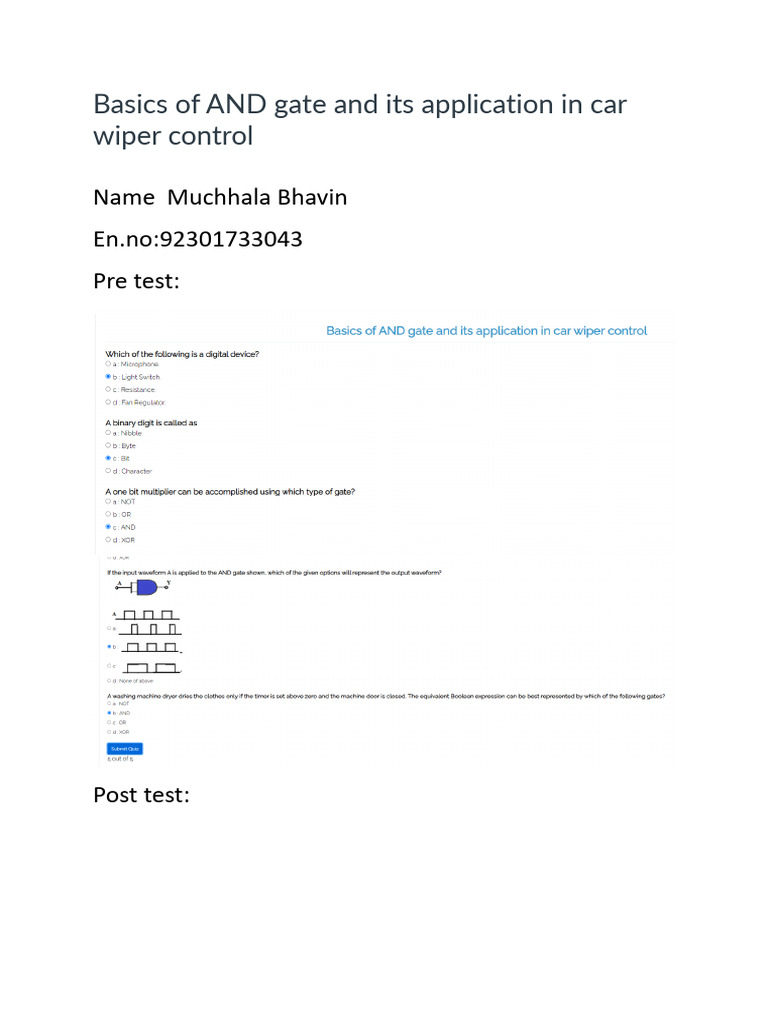 Basics of AND Gate and Its Application in Car Wiper Control | PDF ...