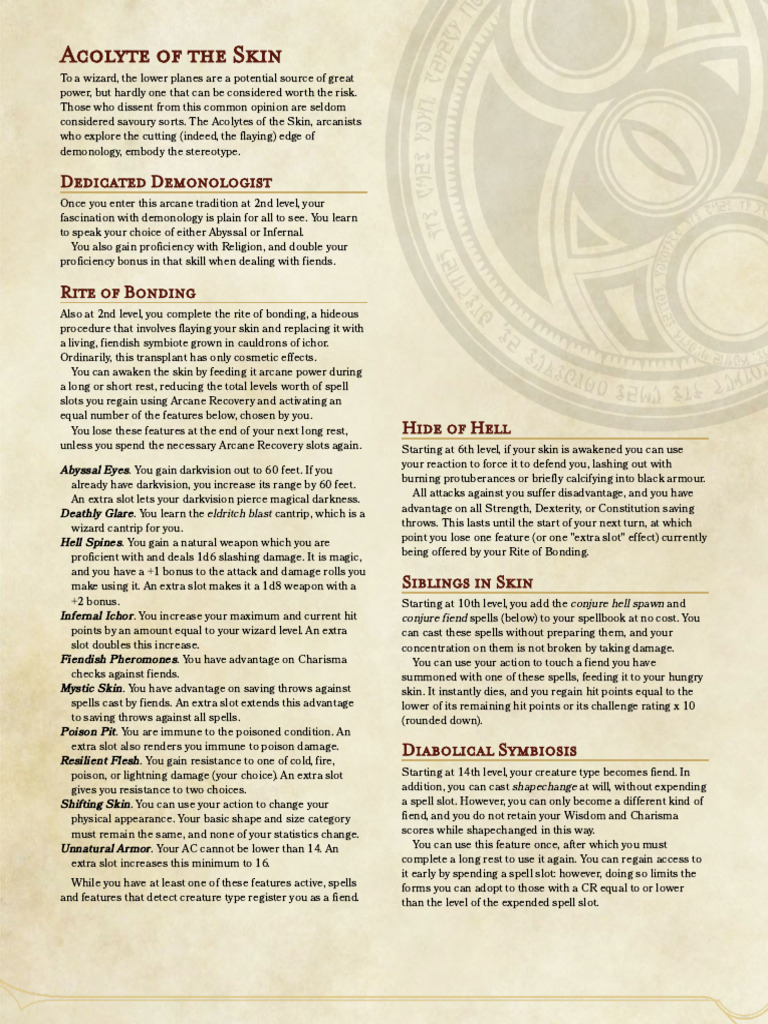 Acolyte of the Skin | PDF