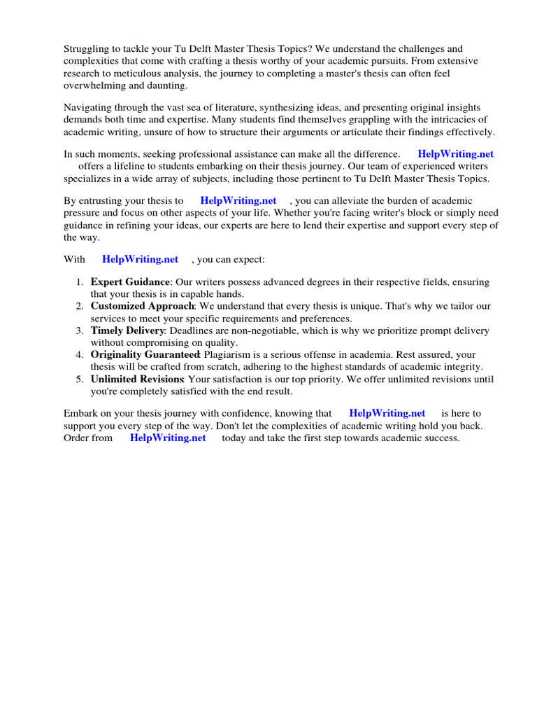 Tu Delft Master Thesis Topics | PDF | Engineering | Thesis