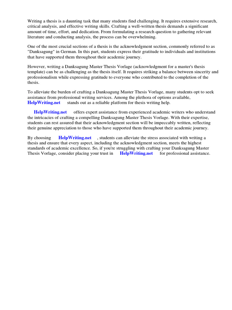 Master Thesis Acknowledgment Guide | PDF