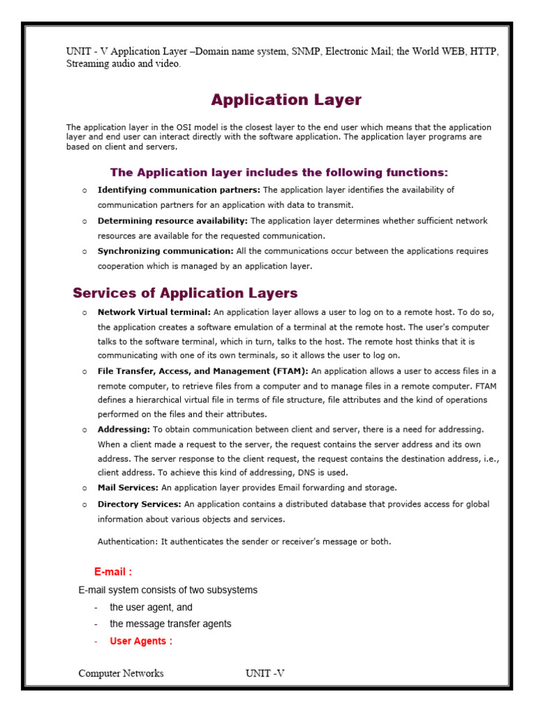 Computer Networks UNIT 5 | PDF | Domain Name System | Osi Model
