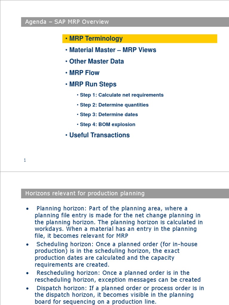 SAP MRP Planning Horizons Explained | PDF | Scheduling (Production ...