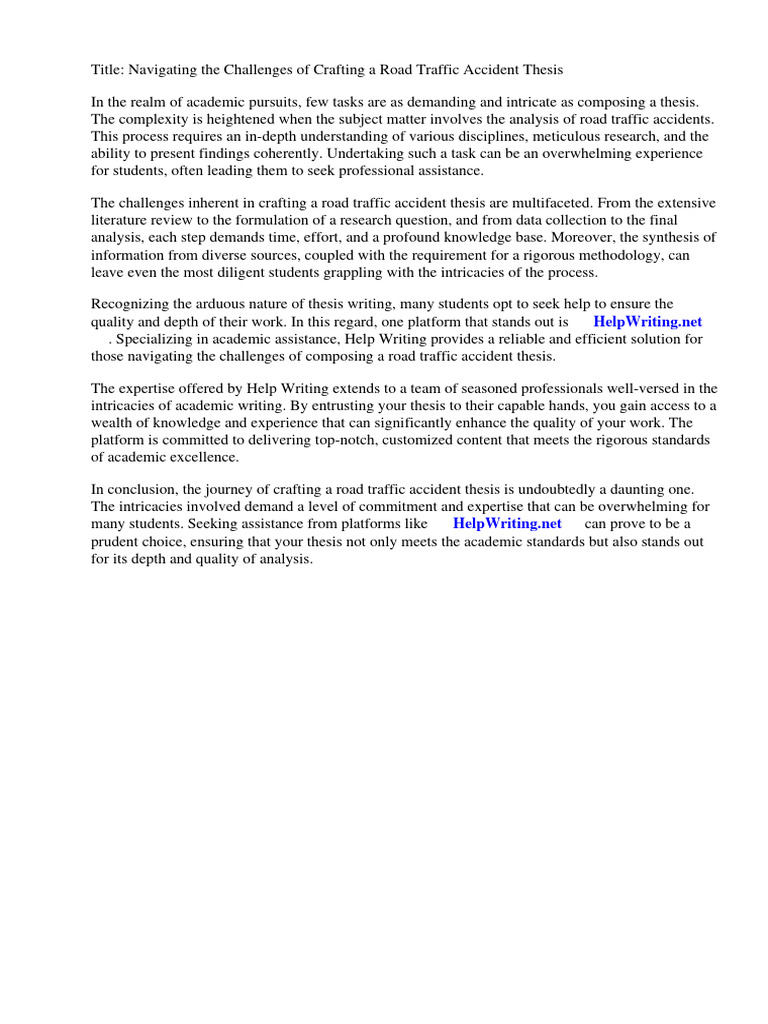 Road Traffic Accident Thesis | PDF | Traffic Collision | Traffic