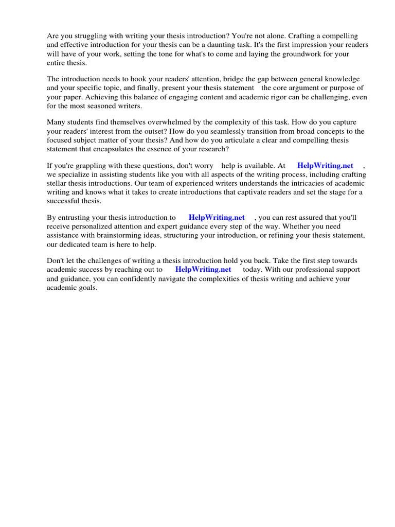 Hook Bridge Thesis Introduction | PDF | Essays | Thesis