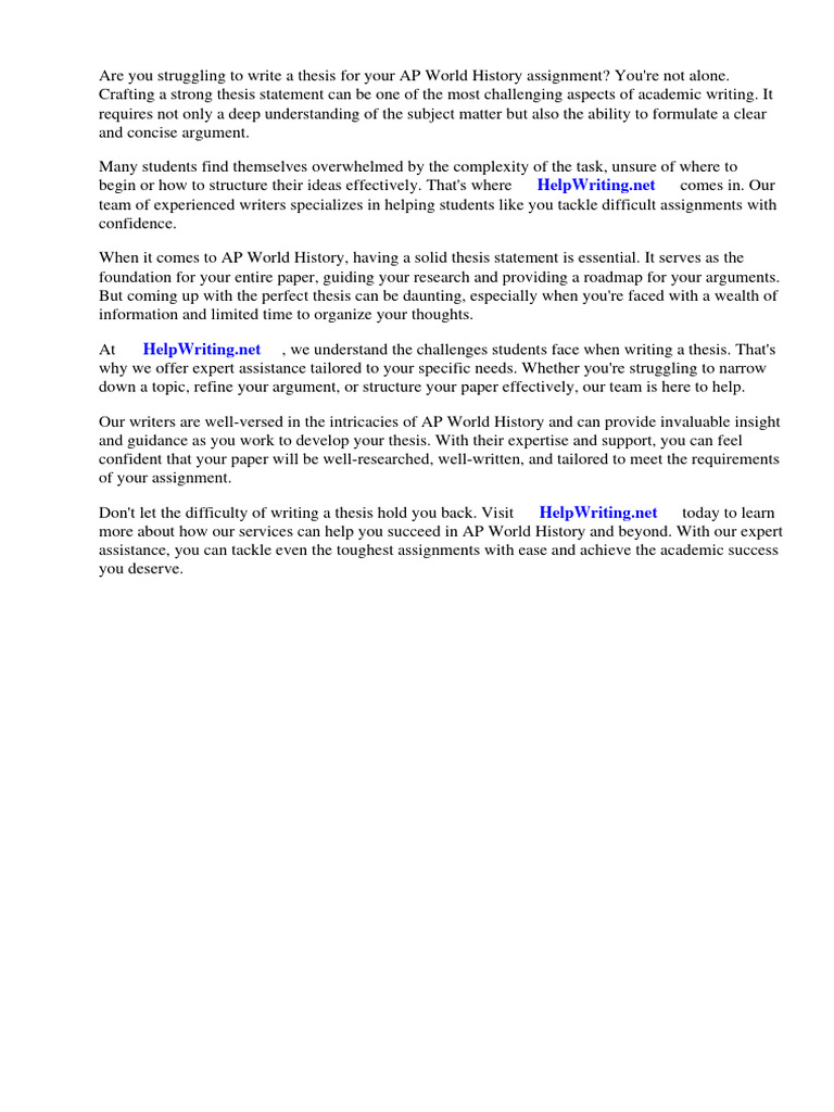 AP World History Thesis Help | PDF | Career & Growth