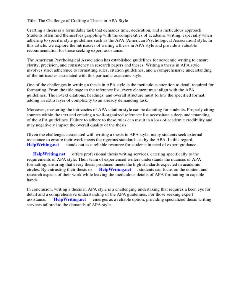 Writing Thesis in Apa Style | PDF | Apa Style | Thesis