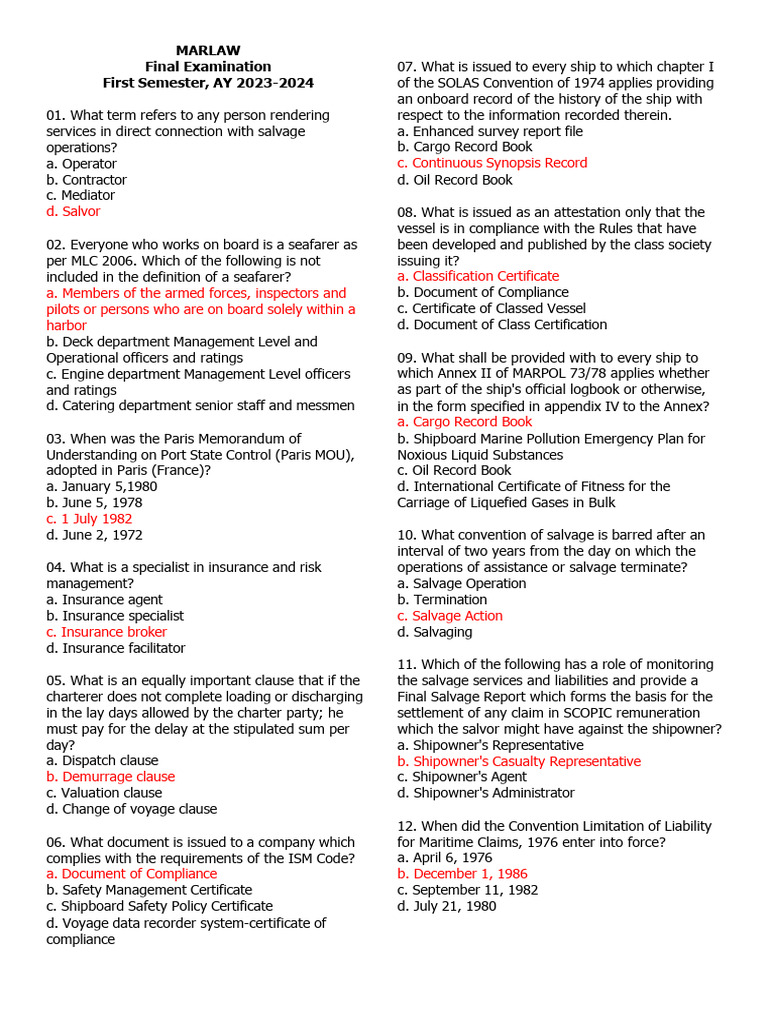 marlaw | PDF | Marine Salvage | Insurance