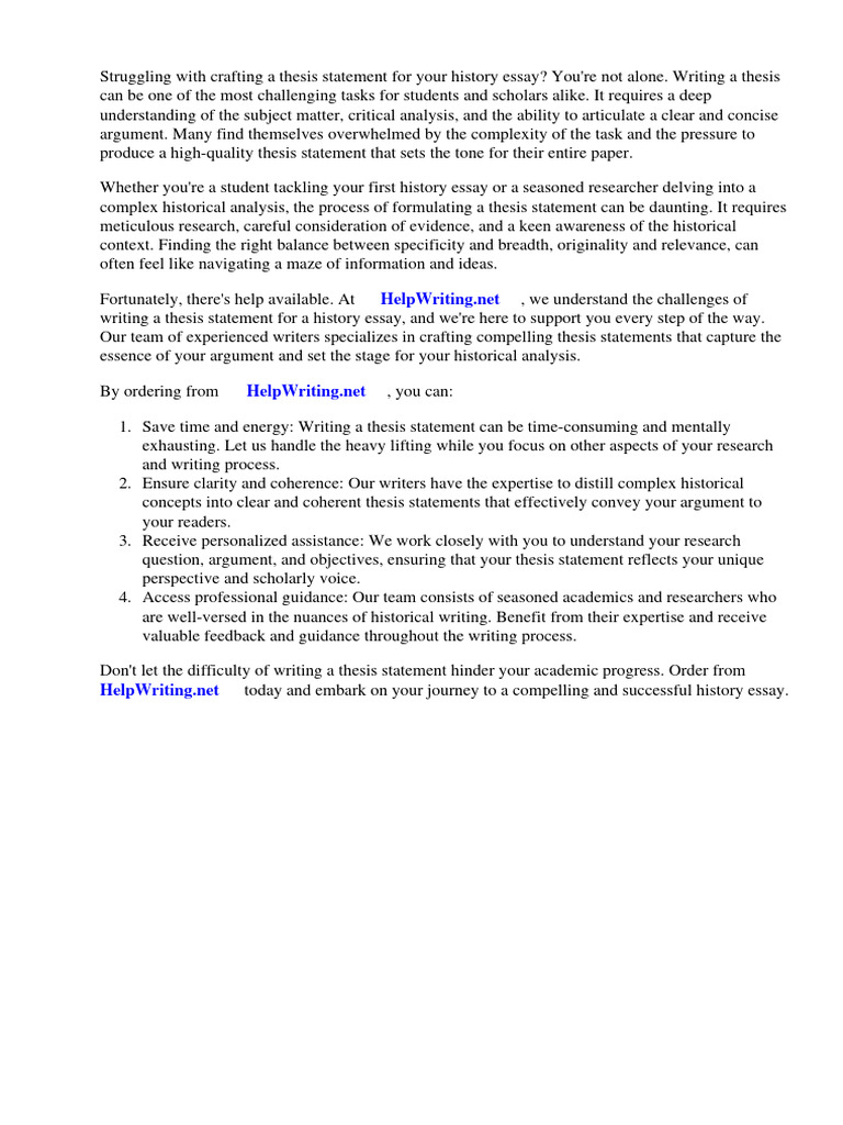 Thesis Statement For History Essay | PDF