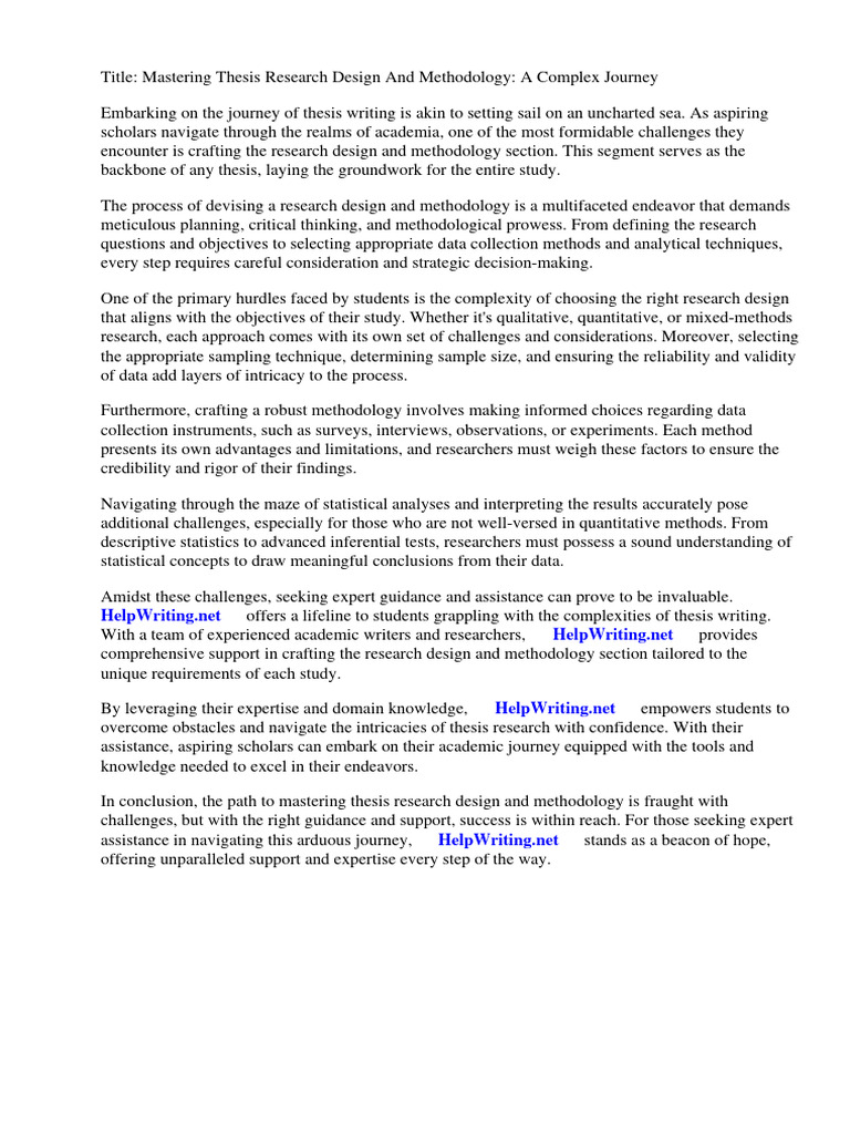 Thesis Research Design and Methodology | PDF | Methodology | Thesis