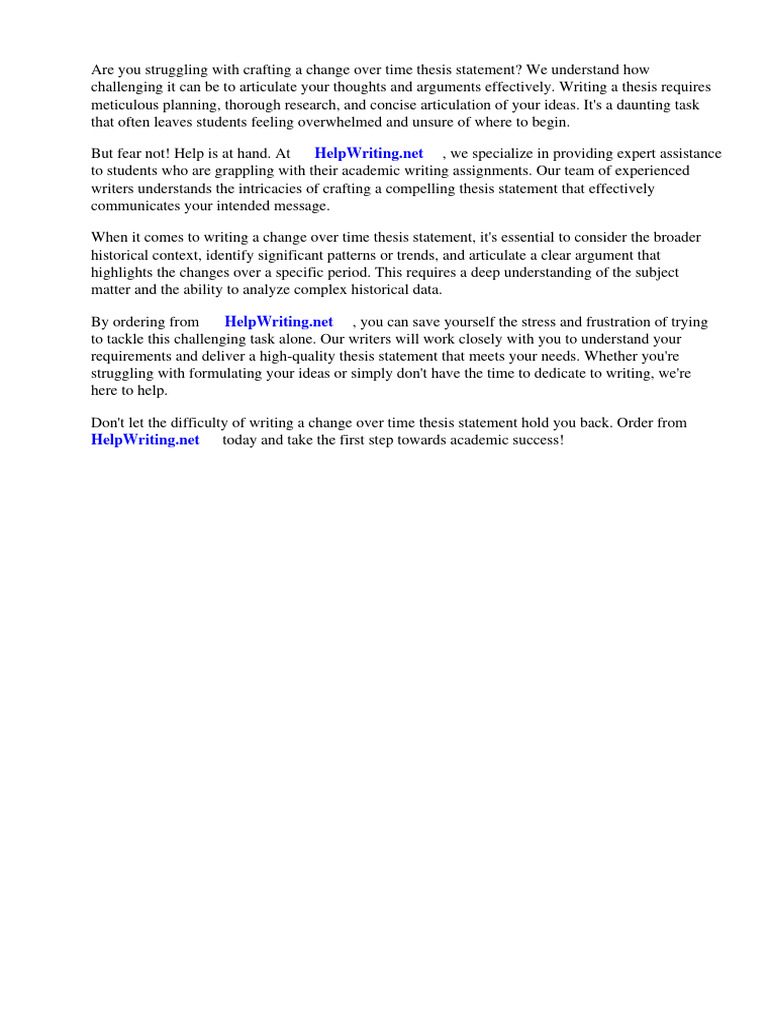 How To Write A Change Over Time Thesis Statement | PDF | Essays | Thesis