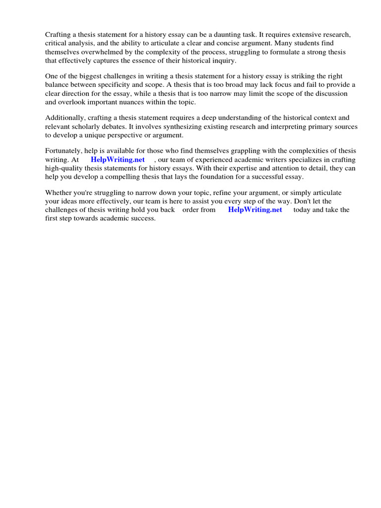 Thesis Statement Examples History Essay | PDF | Essays | Thesis