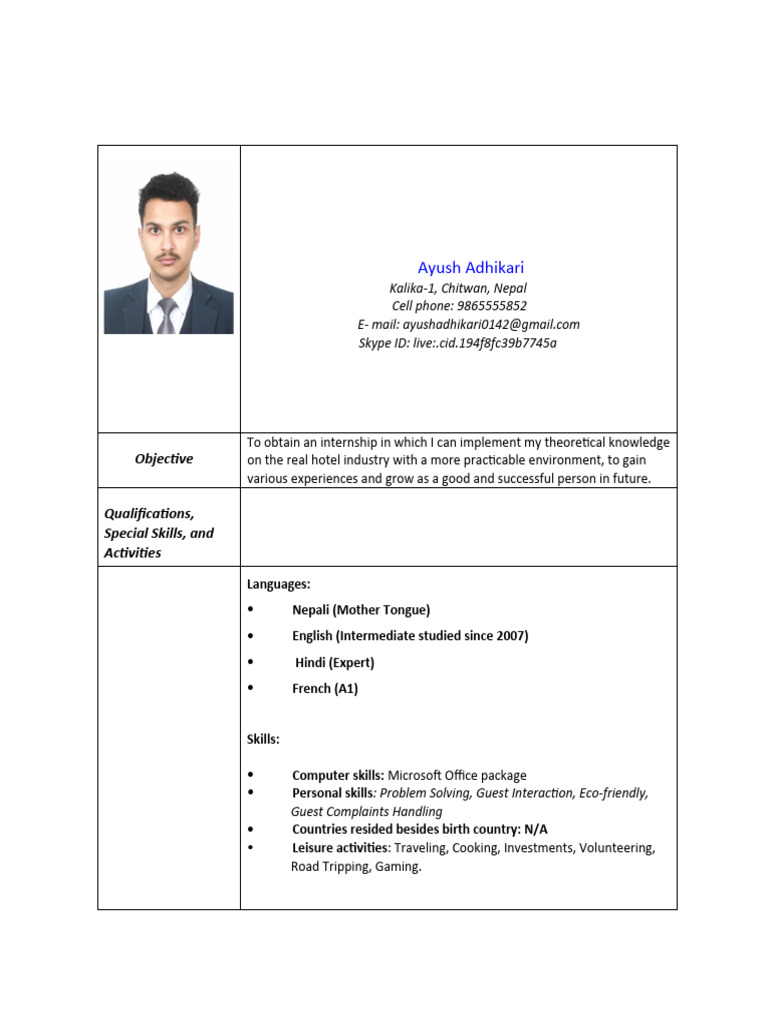 Ayush Adhikari CV | PDF | Nepal | Science