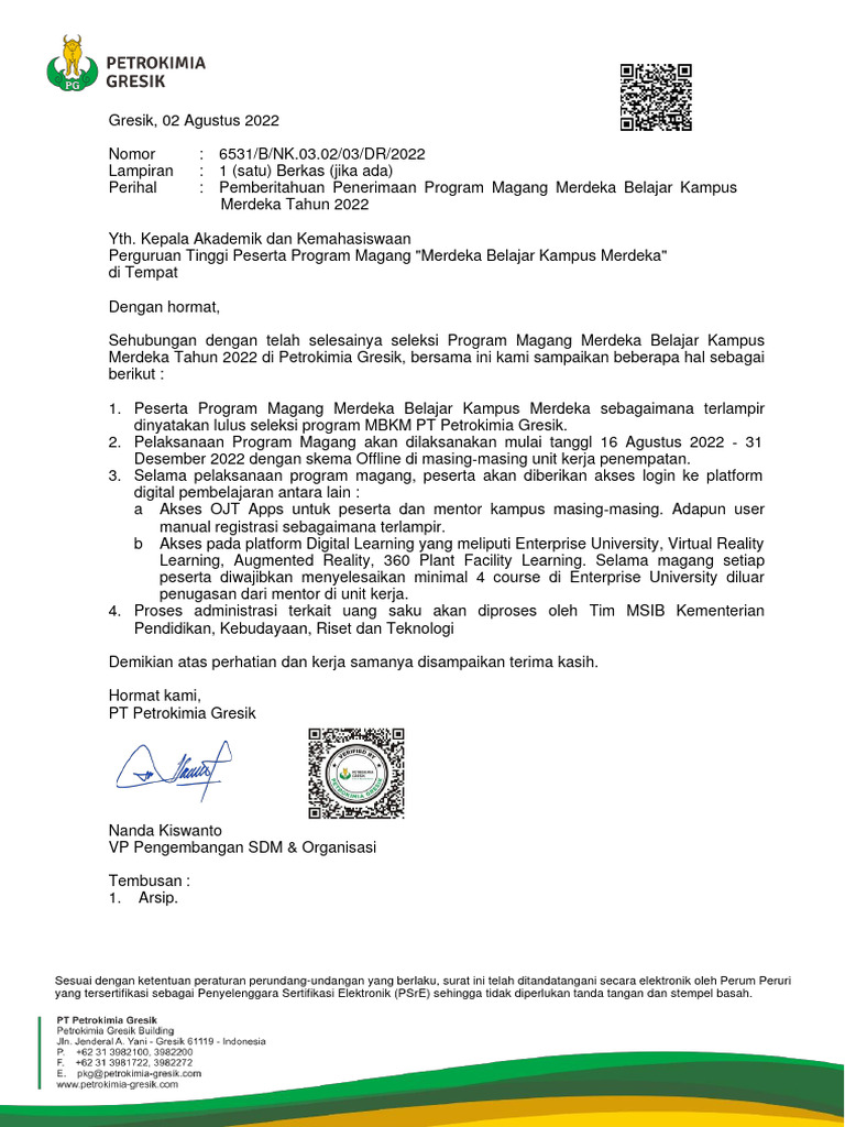 Magang Merdeka Petrokimia Gresik 2022 | PDF | Teknologi & Rekayasa