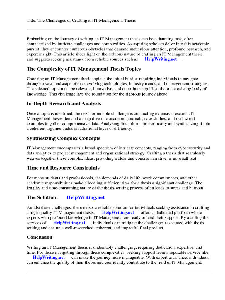 It Management Thesis Topics | PDF | Business