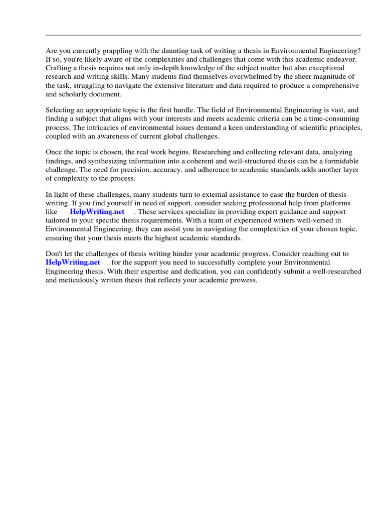 List of Thesis Topics in Environmental Engineering | PDF | Thesis | Engineering