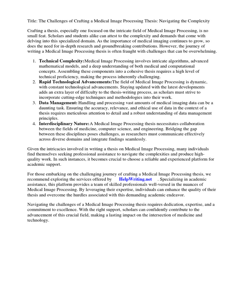 Medical Image Processing Thesis PDF | PDF | Medical Imaging | Image Segmentation