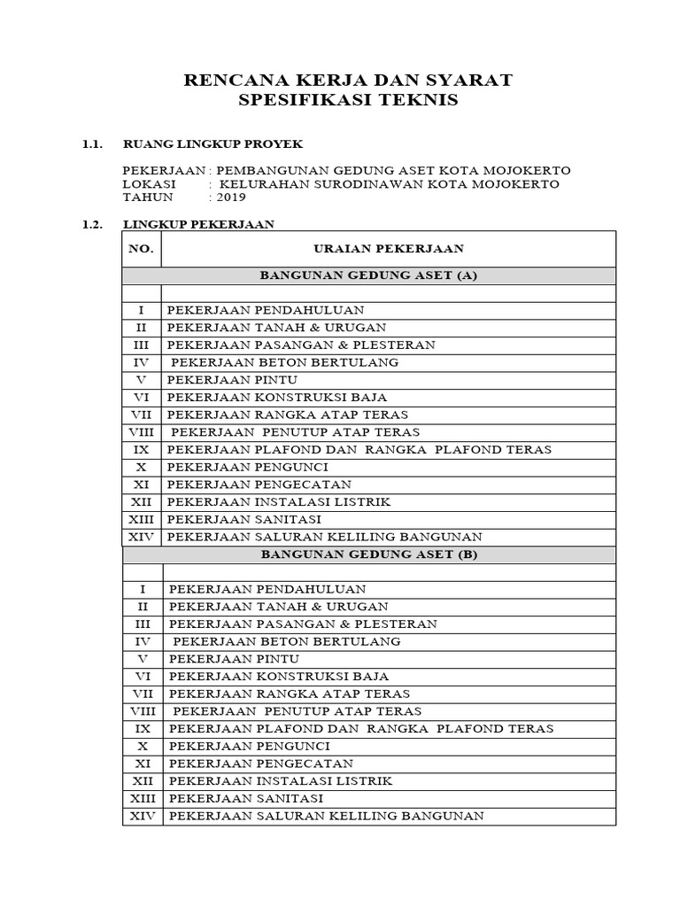 RKS Spek Gedung Aset Revisi | PDF | Teknologi & Rekayasa