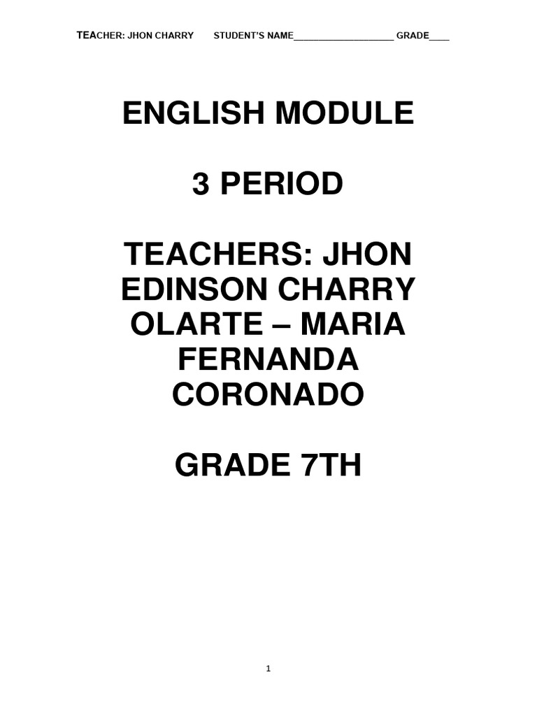 Modulo Ingles 7. 3 y 4 Periodo | PDF | Food And Drink
