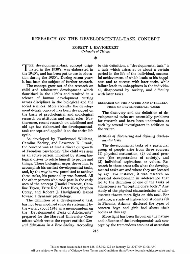 Havighurst1956 Research of Developmental Task Concept | PDF ...