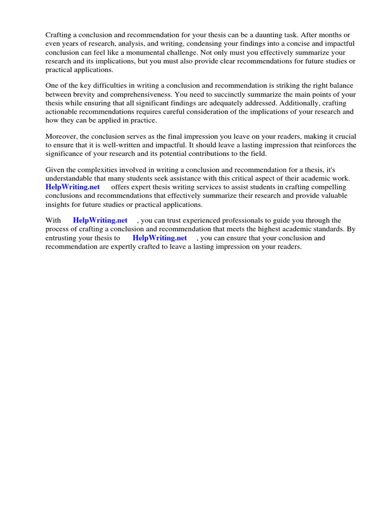 How To Make A Conclusion and Recommendation in Thesis | PDF | Thesis ...
