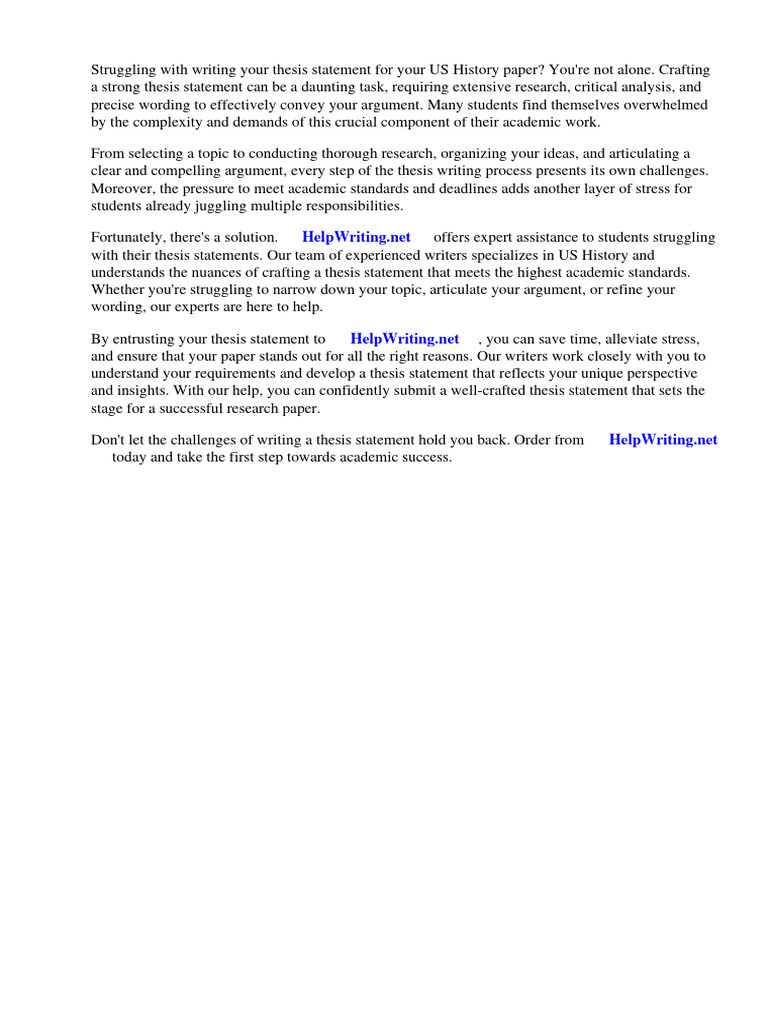 Thesis Statement Us History | PDF | Career & Growth | Philosophy