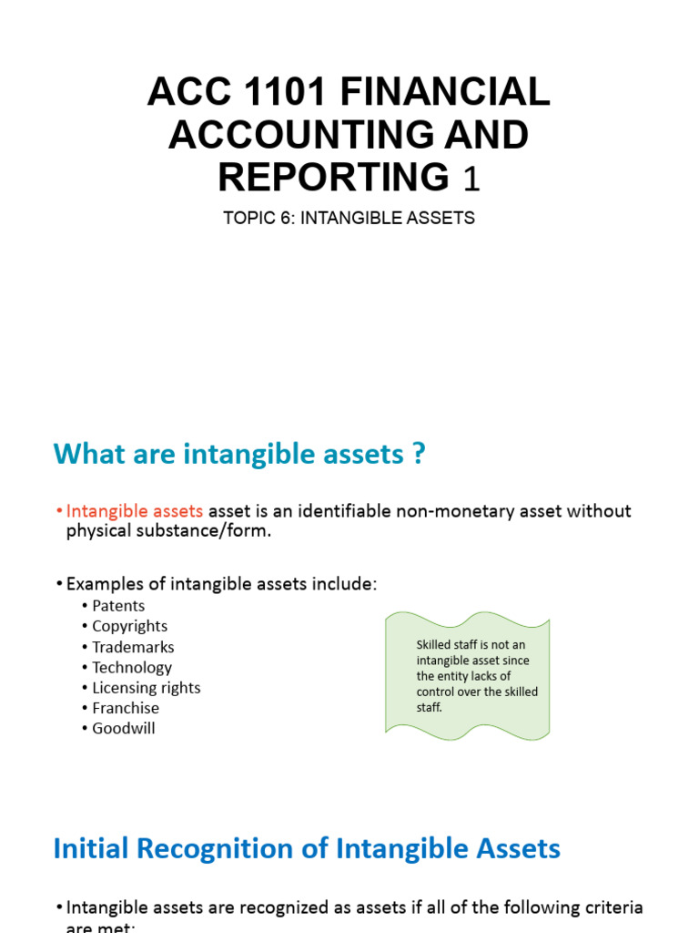 6 - ACC 1101 Topic 6 Intangible Assets | PDF | Intangible Asset ...