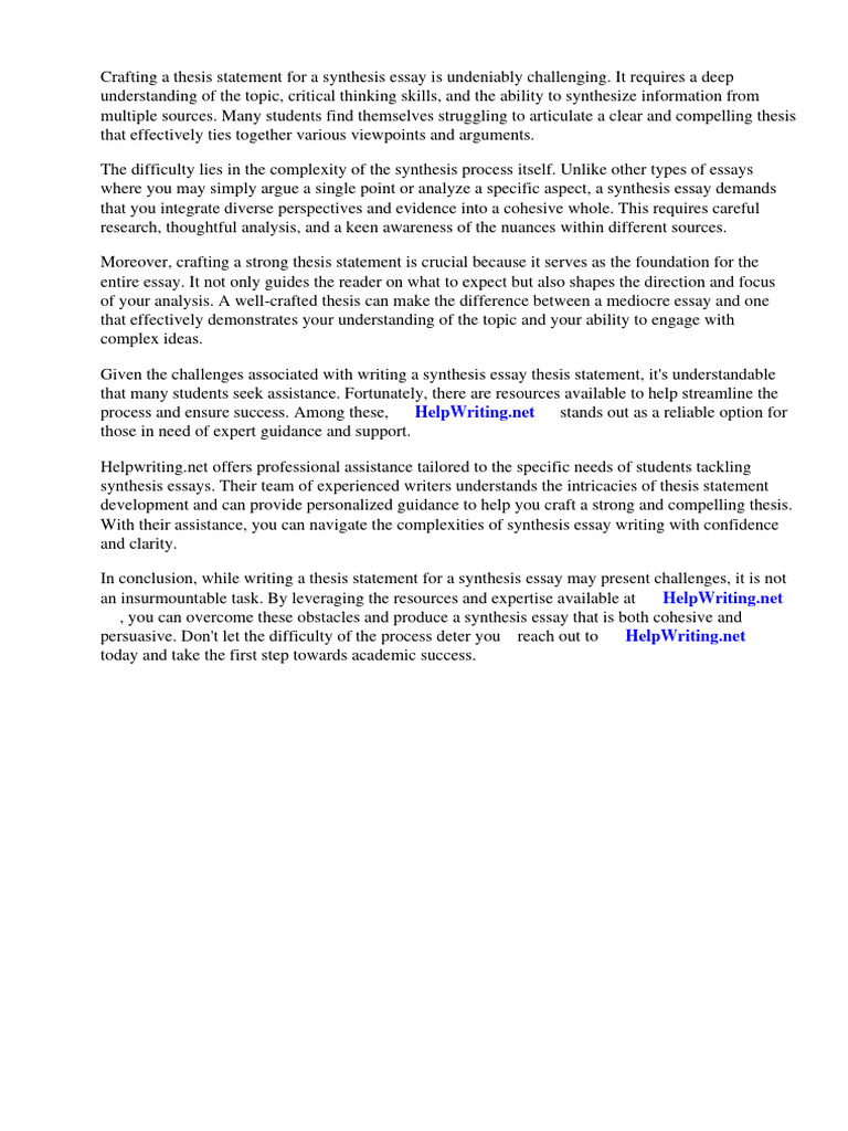 Synthesis Essay Thesis Statement | PDF | Career & Growth