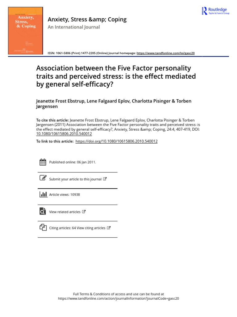 Association Between The Five Factor Personality Traits and Perceived ...