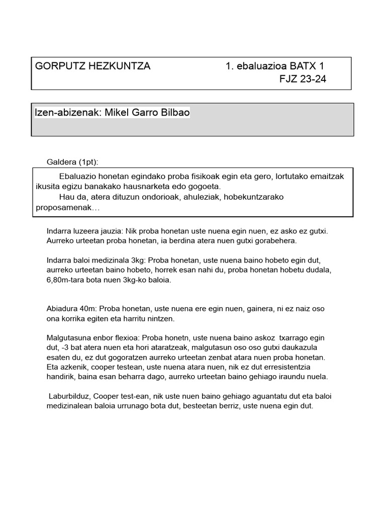 Proba Fisikoak Gogoeta | PDF